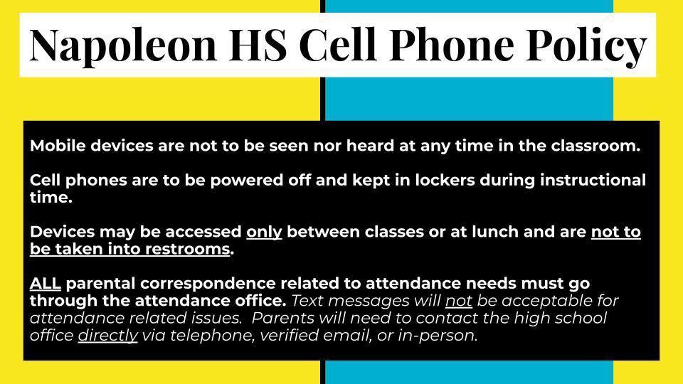 New High School Cell Phone Policy | Napoleon High School