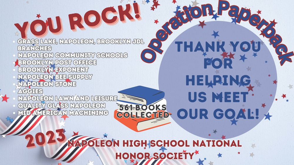 Operation Paperback, THANK YOU!!! | Napoleon Community Schools